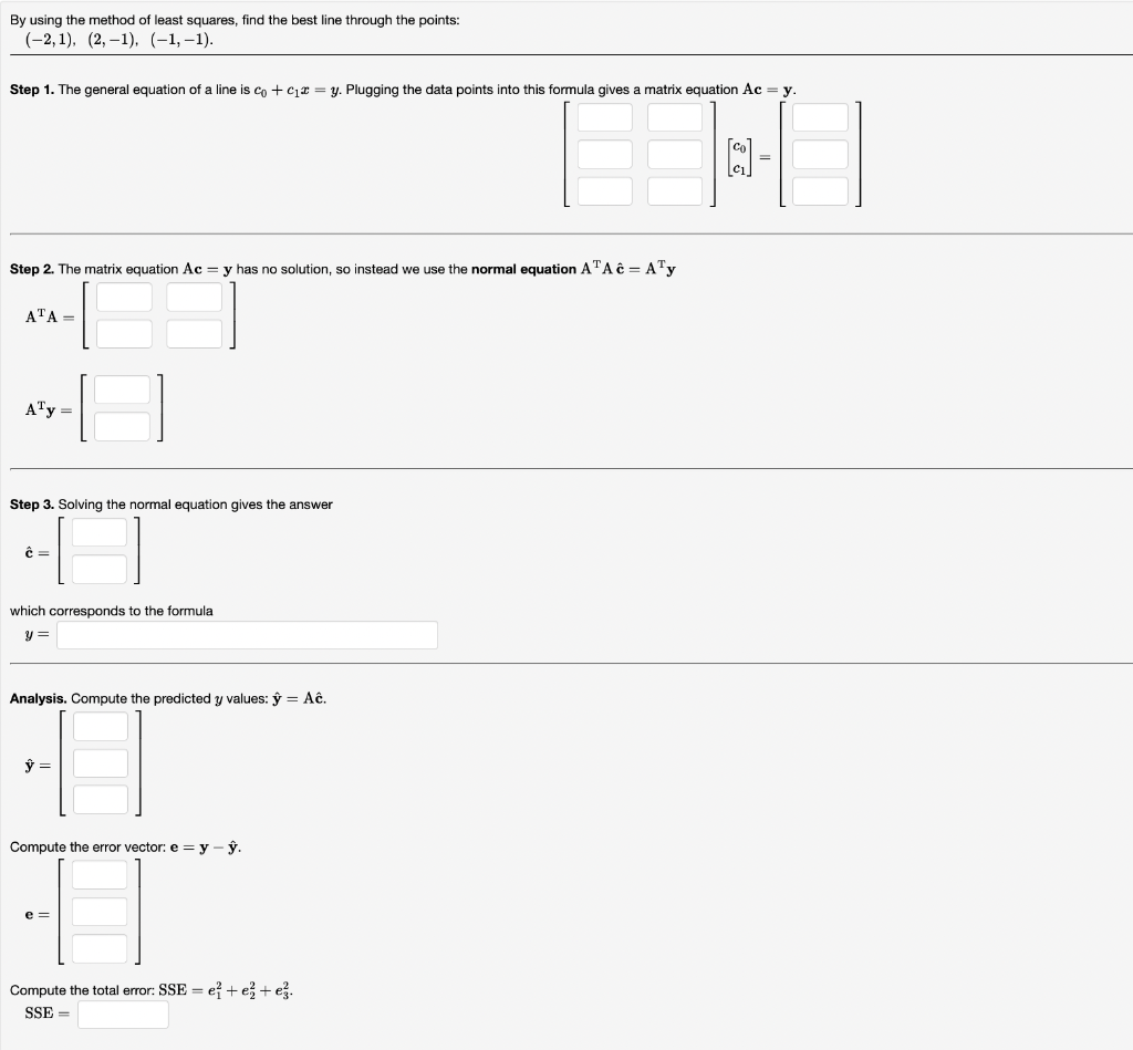 Solved By using the method of least squares, find the best | Chegg.com