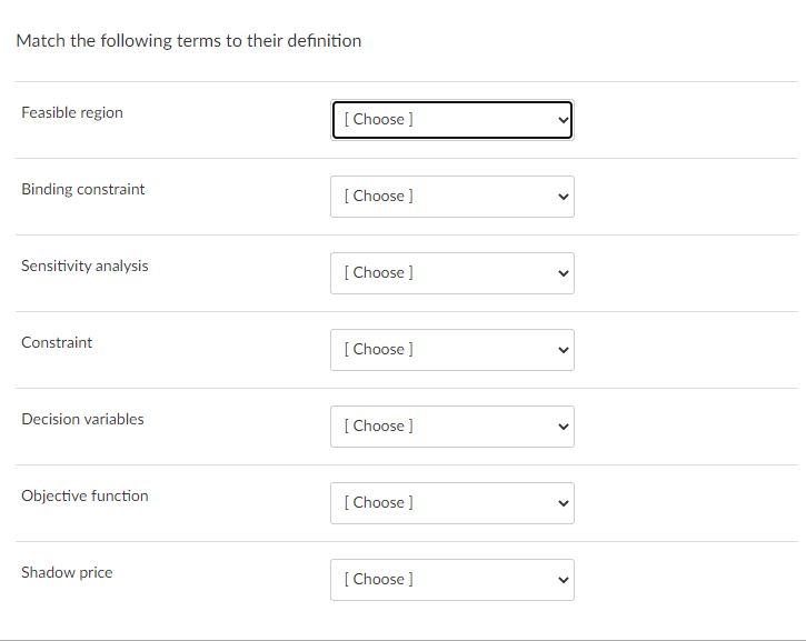 Match the following terms to their definition | Chegg.com