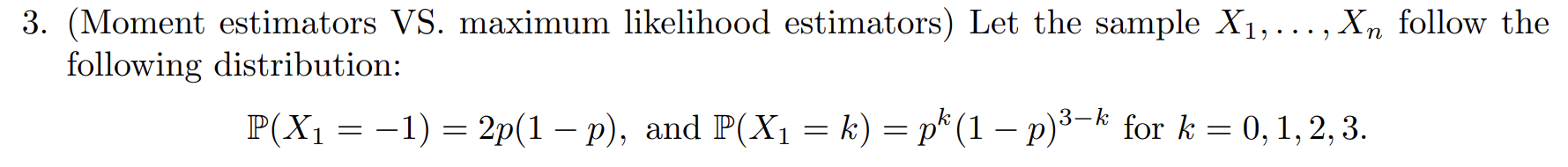 Solved 3. (Moment estimators VS. maximum likelihood | Chegg.com