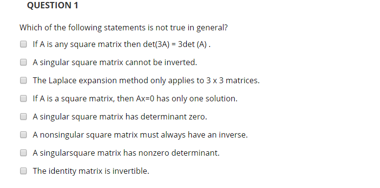 Solved QUESTION 1 Which of the following statements is not | Chegg.com