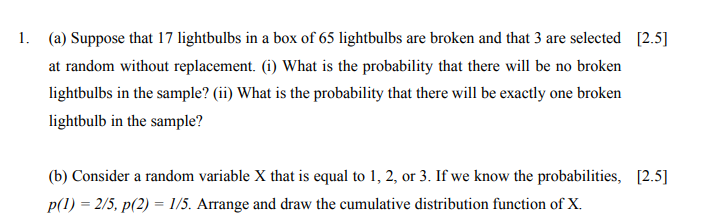 Solved 1. (a) Suppose that 17 lightbulbs in a box of 65 | Chegg.com