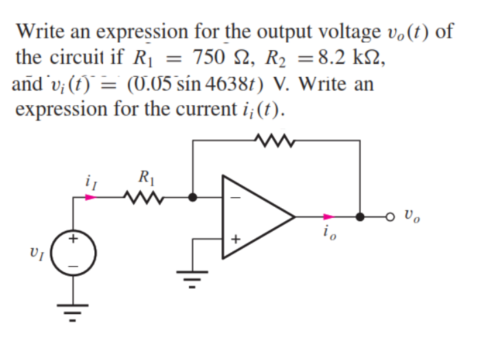 Solved Write an expression for the output voltage vo(t) of | Chegg.com