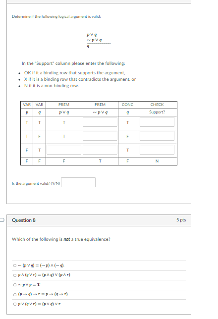 Solved Determine if the following logical argument is valid: | Chegg.com