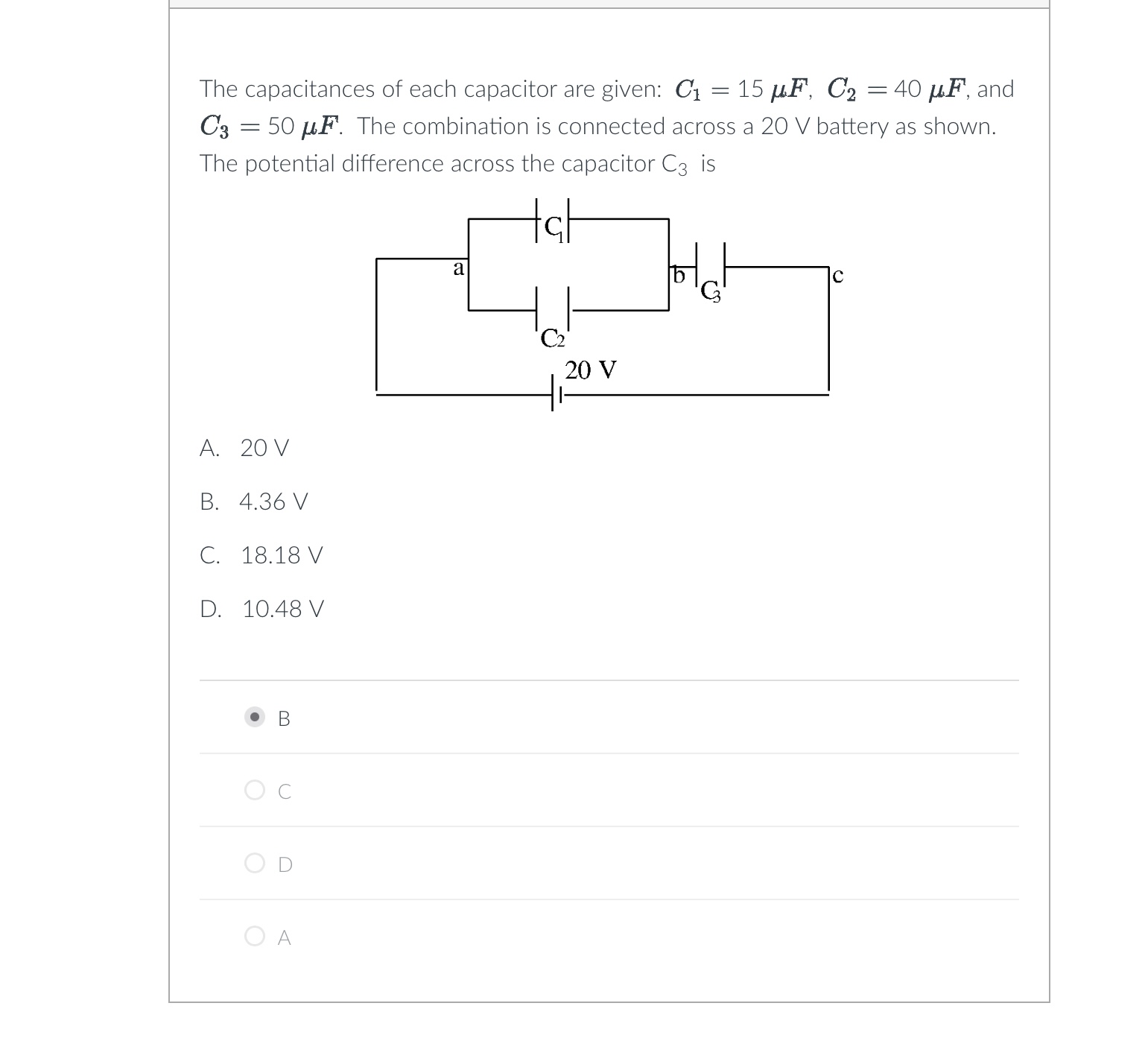 Solved The capacitances of each capacitor are given: | Chegg.com