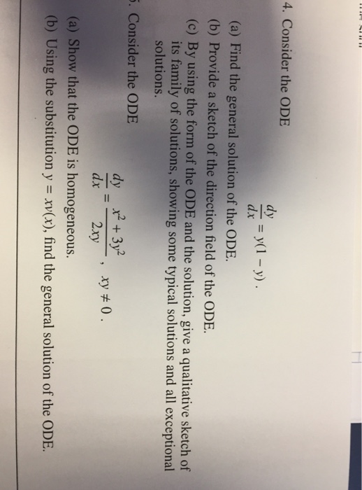 Solved Consider the ODE dy/dx = y(1 - y). Find the general | Chegg.com