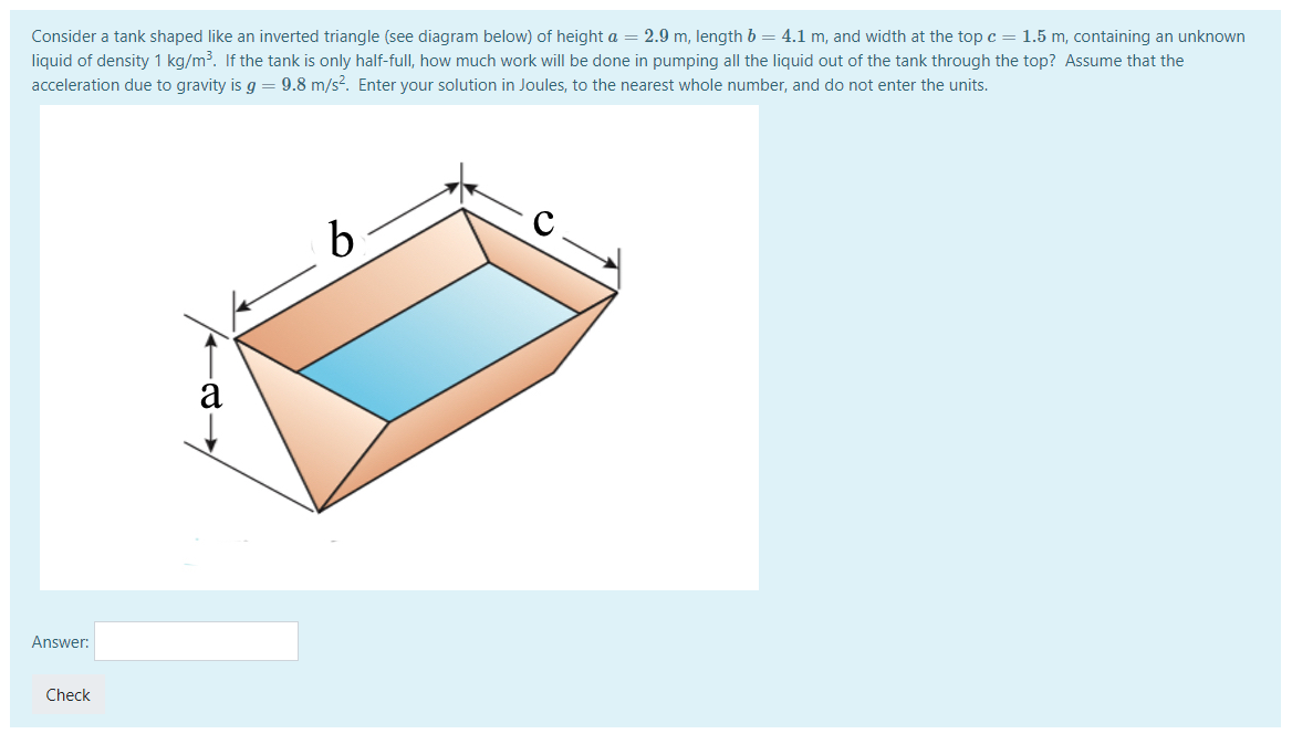 Solved Consider a tank shaped like an inverted triangle (see | Chegg.com