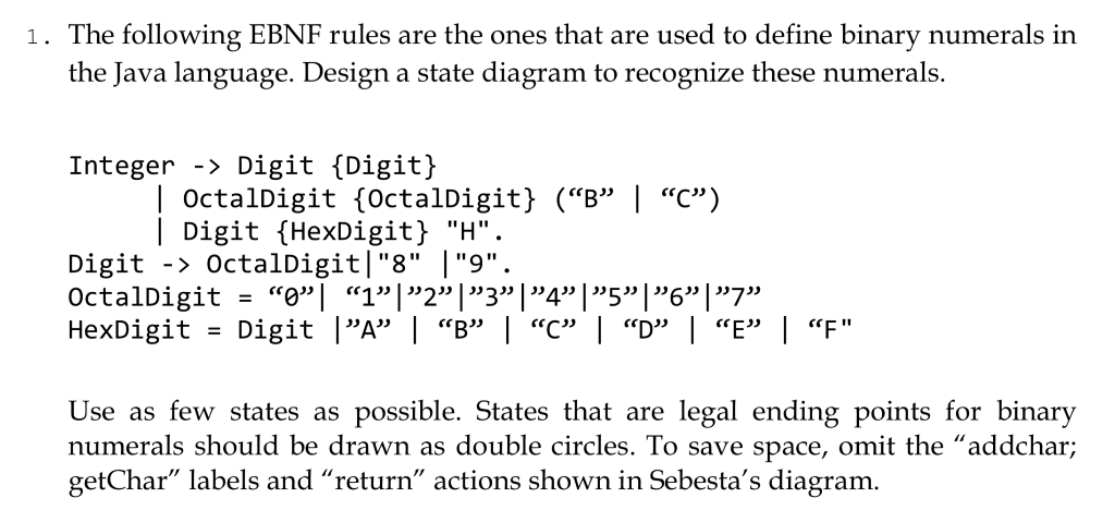 Solved 1. The following EBNF rules are the ones that are | Chegg.com