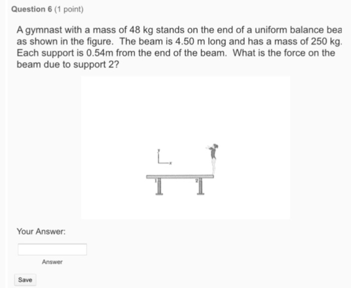Solved A gymnast with a mass of 48 kg stands on the end of a | Chegg.com
