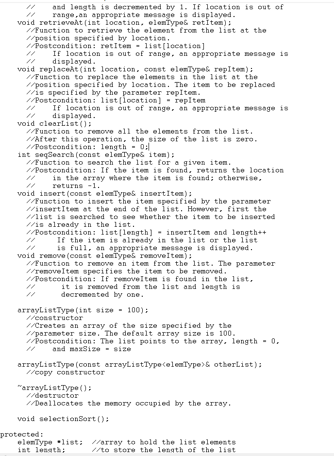 Solved Here is the arraylisttype.h file for you reference | Chegg.com
