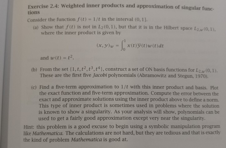 Exercise 2.4: Weighted inner products and | Chegg.com
