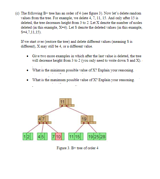 Solved ©) The following B+ tree has an order of 4 (see | Chegg.com
