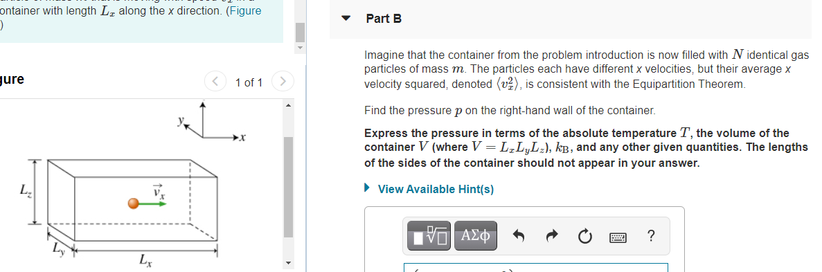 Solved ontainer with length L, along the x direction. | Chegg.com