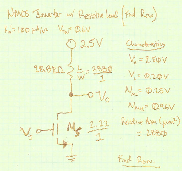 Solved w ) Nmos Inverter w/ Resistive Lovel (Fred Row) K-100 | Chegg.com