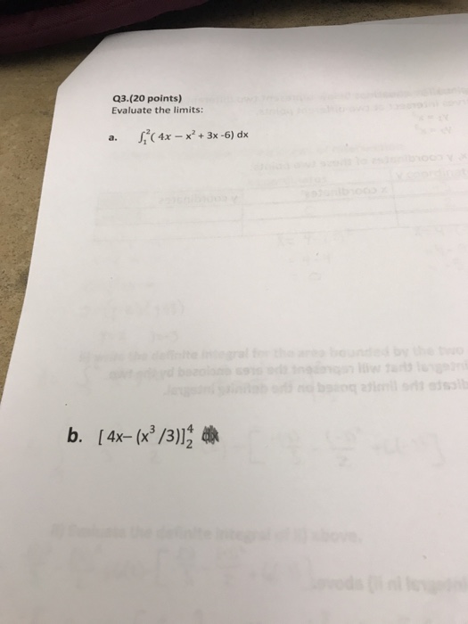 Solved Q3.(20 points) Evaluate the limits: f(4x-x2 + 3x-6) | Chegg.com