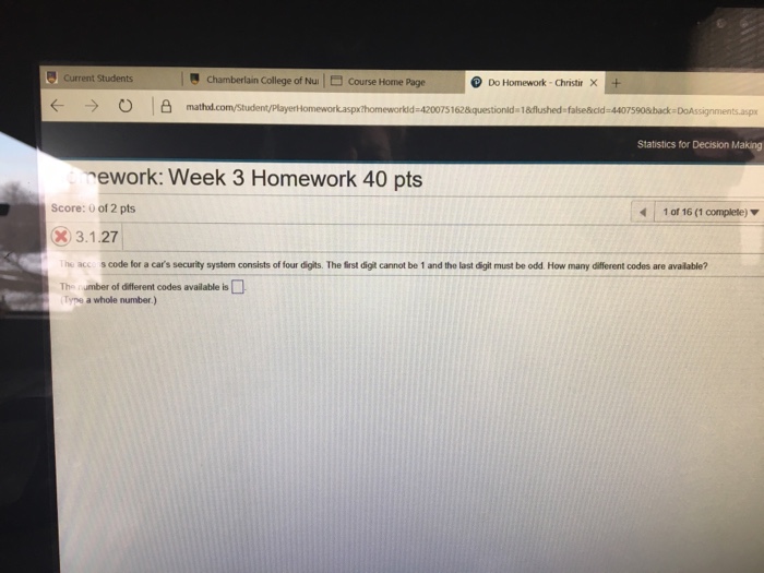 Solved The access code for a car's security system consists | Chegg.com