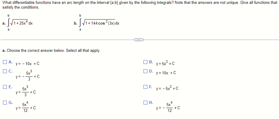 Solved What differentiable functions have an arc length on | Chegg.com
