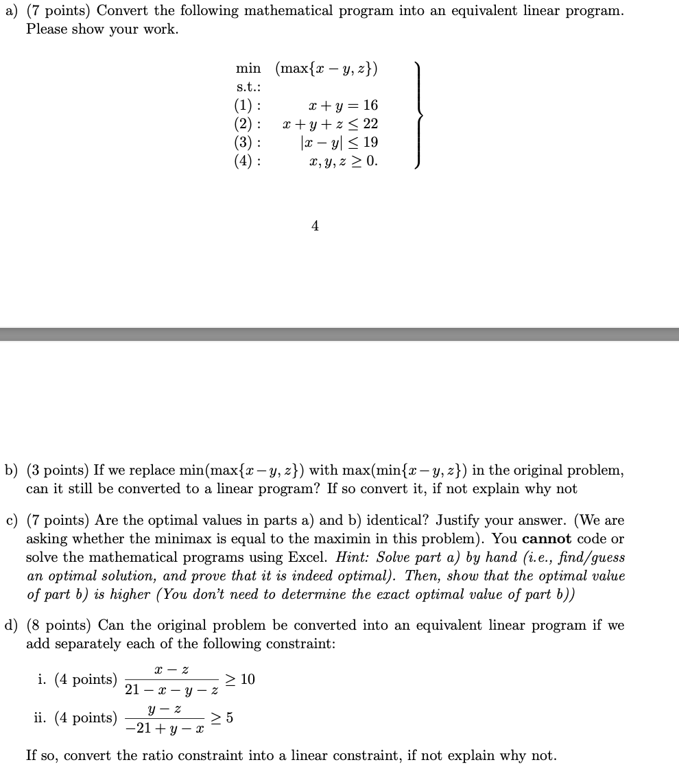 Solved a) (7 points) Convert the following mathematical | Chegg.com Solved a) (7 points) Convert the following mathematical | Chegg.com
