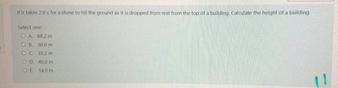 Solved If it takes 28s for a stone to hit the ground as it | Chegg.com