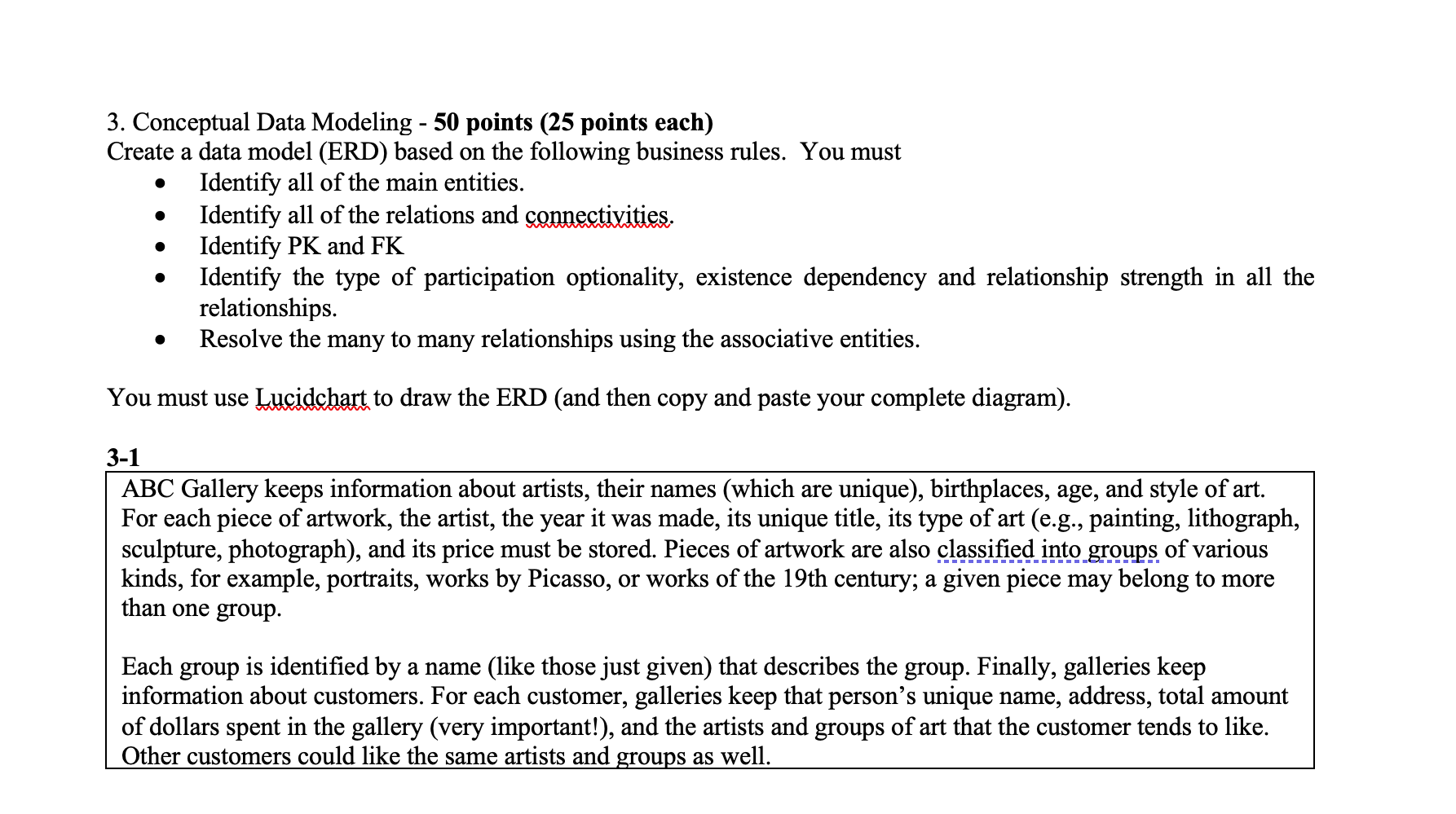 Solved 3 Conceptual Data Modeling 50 Points 25 Points 
