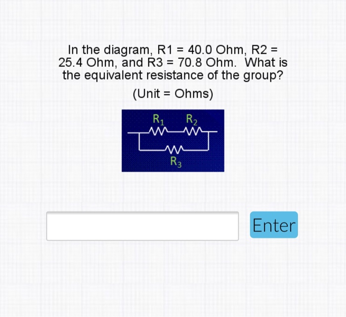 Solved In the diagram, R1 40.0 Ohm, R2- 25.4 Ohm, and R3 | Chegg.com