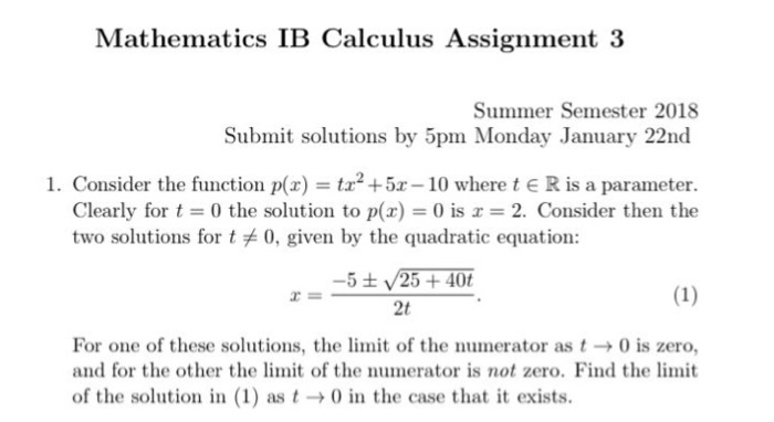 Solved Mathematics IB Calculus Assignment 3 Summer Semester | Chegg.com