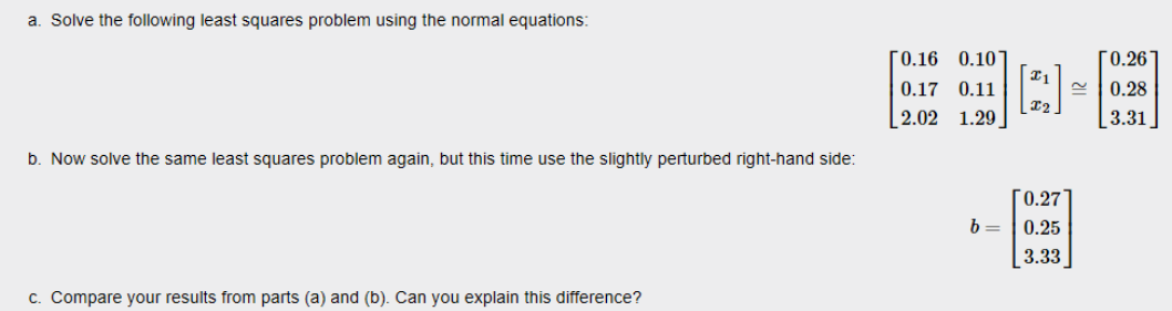 Solved a. Solve the following least squares problem using | Chegg.com