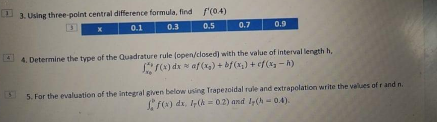 Solved 3 3. Using three-point central difference formula, | Chegg.com