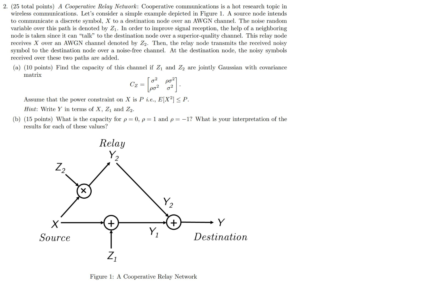 Solved 2. (25 total points) A Cooperative Relay Network: | Chegg.com