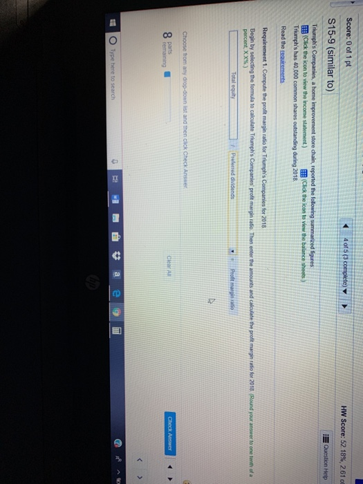 Solved Score: 0 of 1 pt 4 of 5 (3 complete) HW Score: 52 18 | Chegg.com