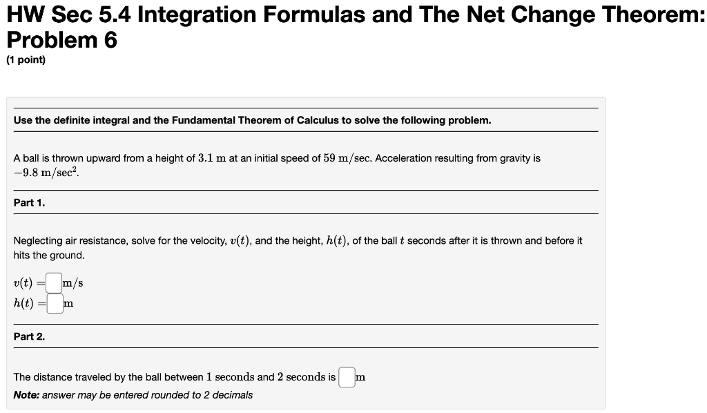 Solved HW Sec 5.4 Integration Formulas and The Net Change | Chegg.com