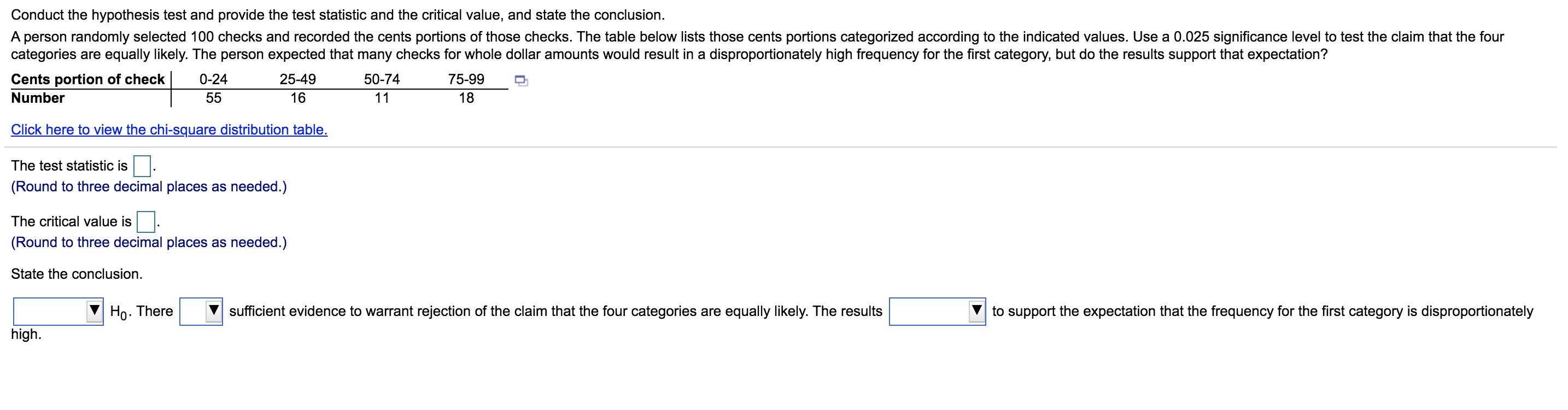 Solved The choices for the drop downs are: reject or do not | Chegg.com