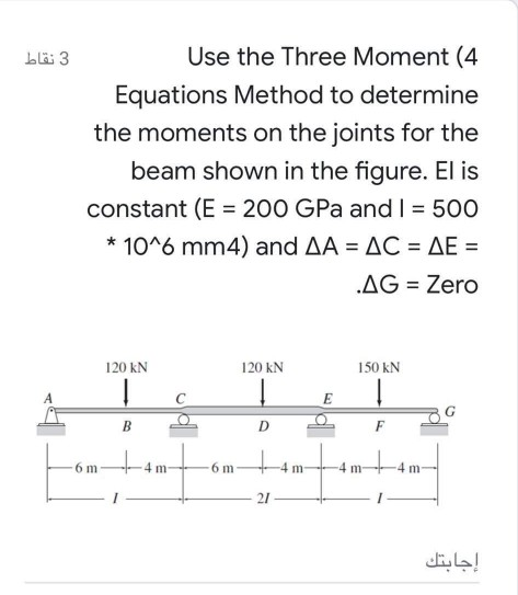 Solved LE3 Use the Three Moment (4 Equations Method to | Chegg.com