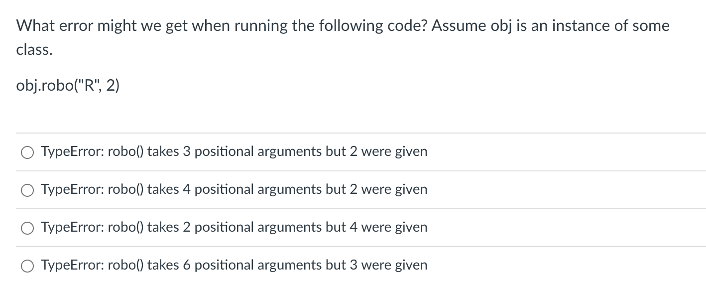 Solved What error might we get when running the following | Chegg.com