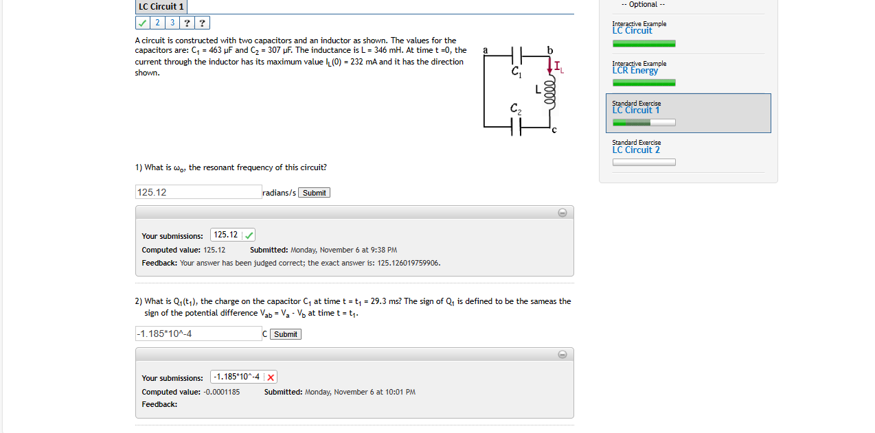 Solved A circuit is constructed with two capacitors and an | Chegg.com