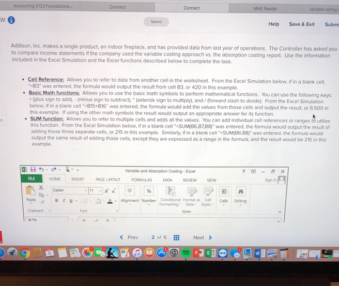 Solved 2123 F Connect Connect MHE Reader Saved Help Save & | Chegg.com