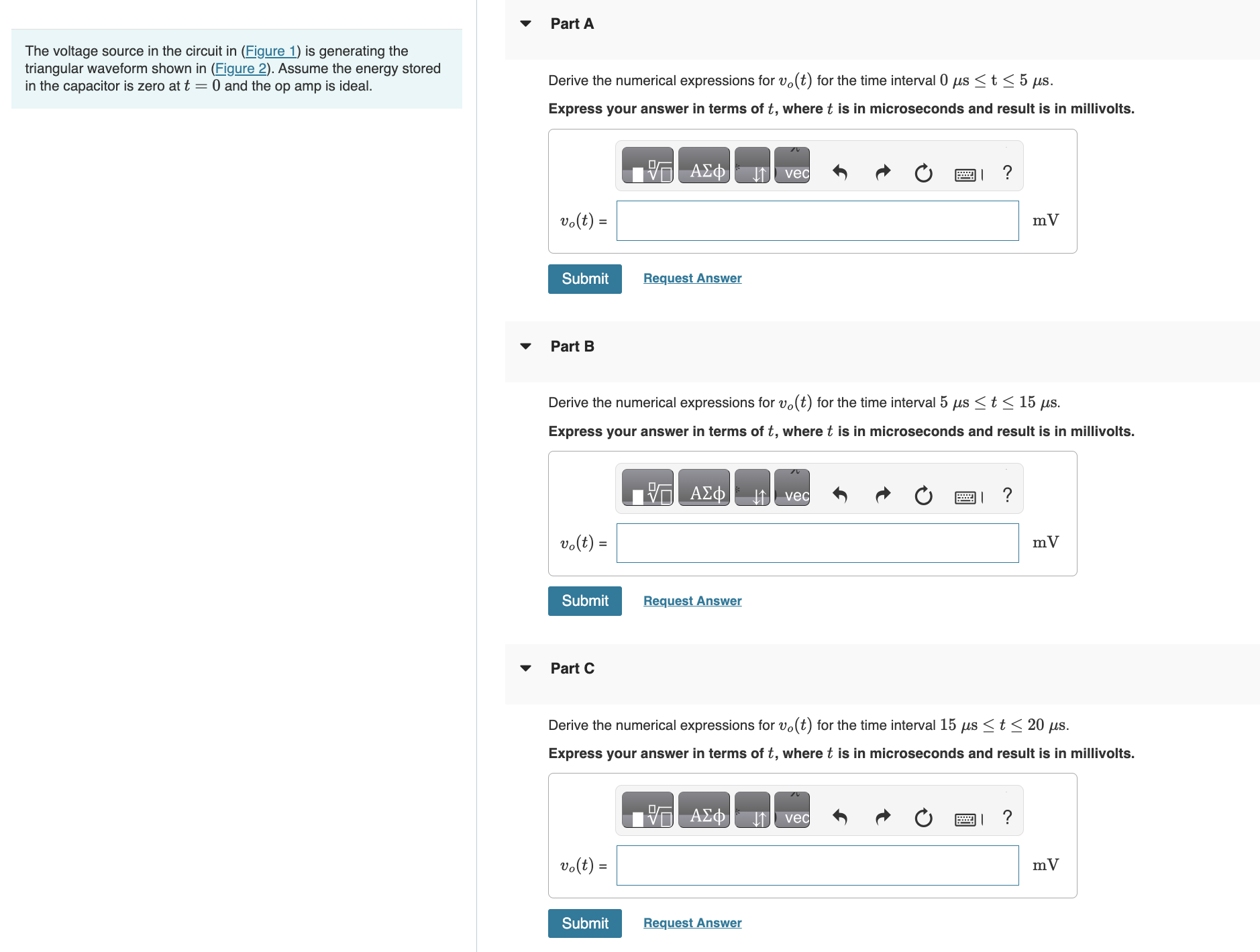 Solved The voltage source in the circuit in । triangular | Chegg.com