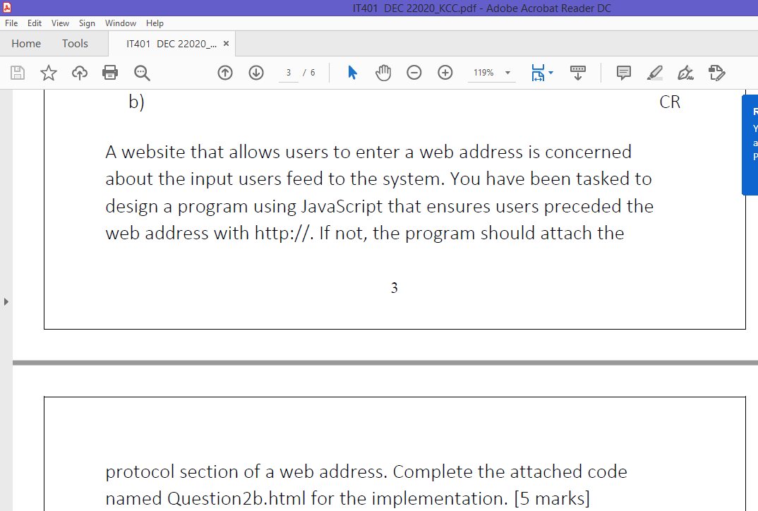 Solved IT401 DEC 22020_KCC.pdf - Adobe Acrobat Reader DC | Chegg.com