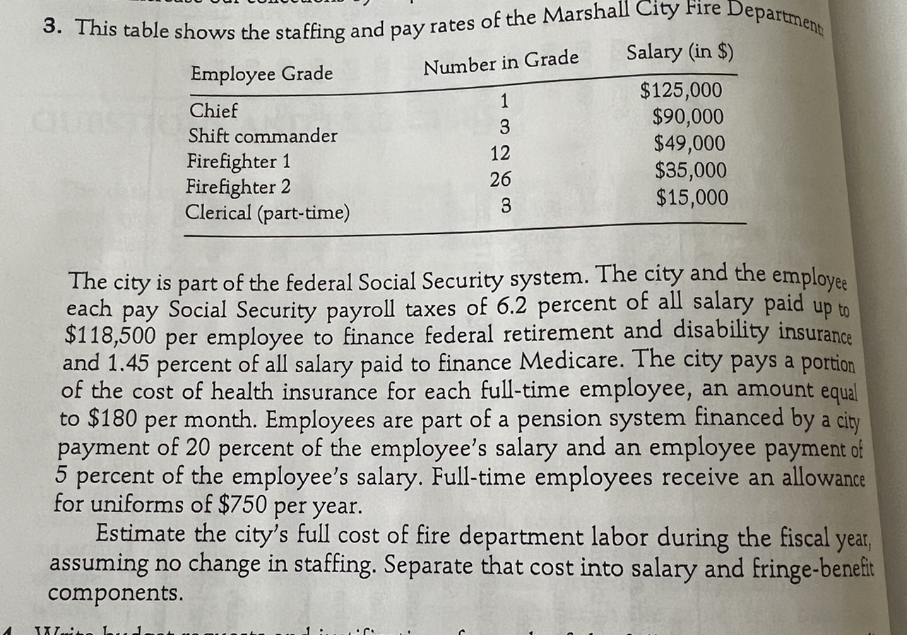 This table shows the staffing and pay rates of the | Chegg.com
