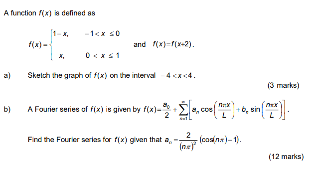 Solved A function f(x) is defined as (1-x, -1 | Chegg.com