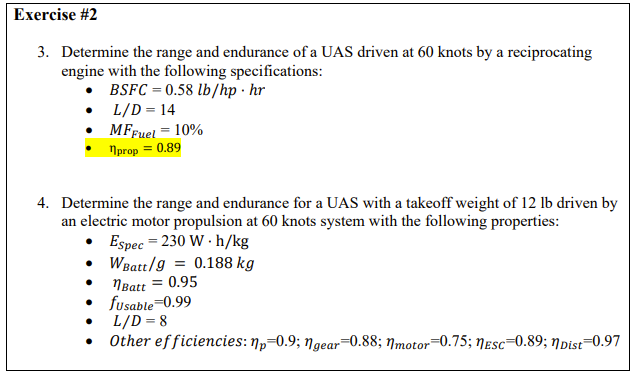 Solved Exercise #2Determine the range and endurance of a UAS | Chegg.com