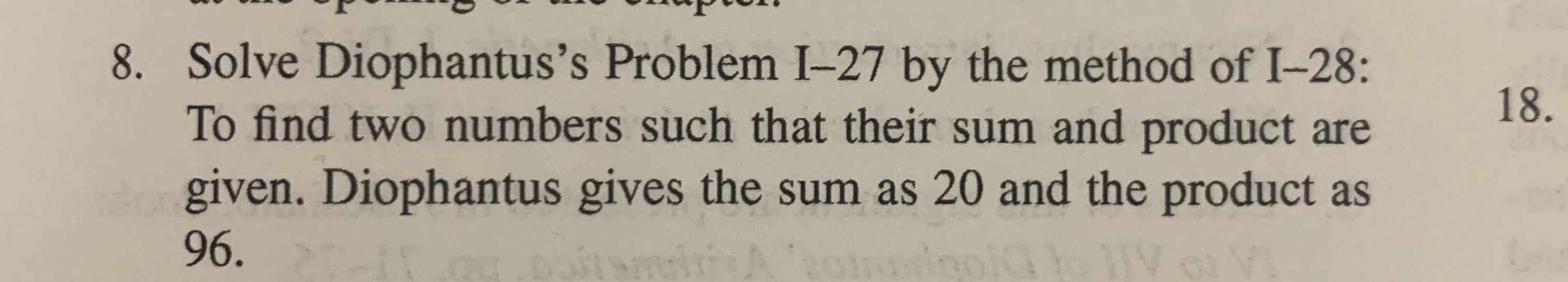 Solved 12. Solve Diophantus's Problem B-8: To find two | Chegg.com