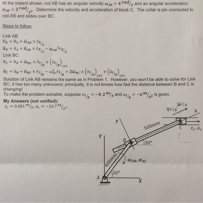 Solved At the instant shown, rod AB has an angular velocity | Chegg.com