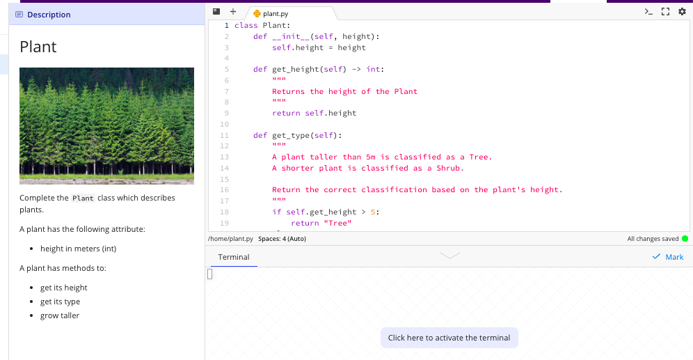 Solved Description Plant Complete the Plant class which | Chegg.com