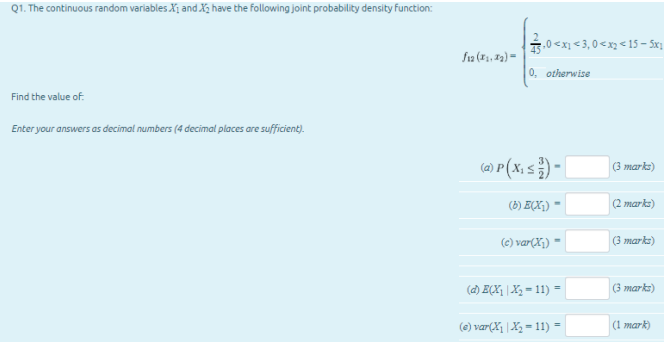 Solved Q1. The continuous random variables Xi and XI have | Chegg.com
