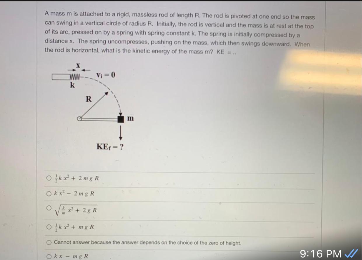 Solved A mass m is attached to a rigid, massless rod of | Chegg.com