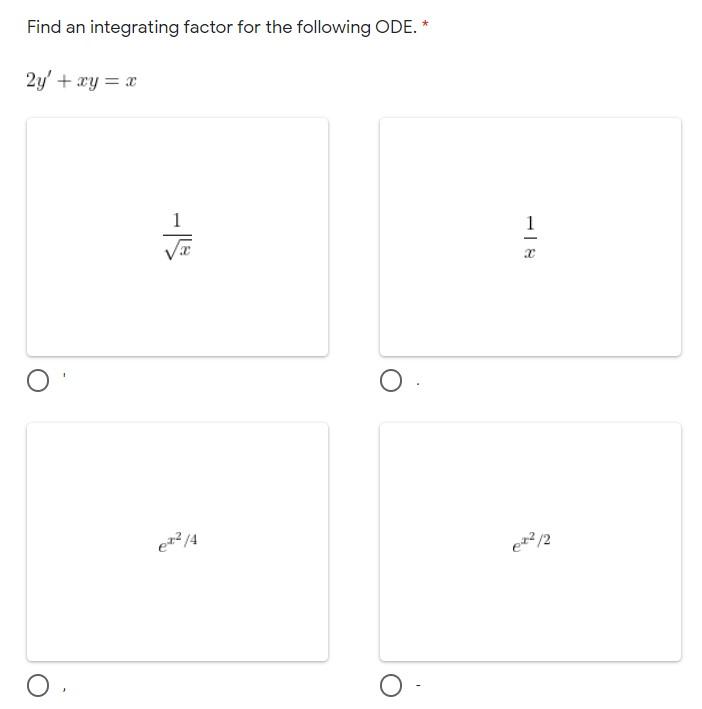 Solved Find an integrating factor for the following ODE. 2y' | Chegg.com
