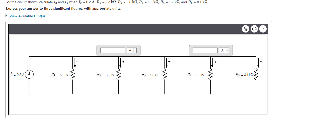 Solved Express your answers in milliamperes to three | Chegg.com