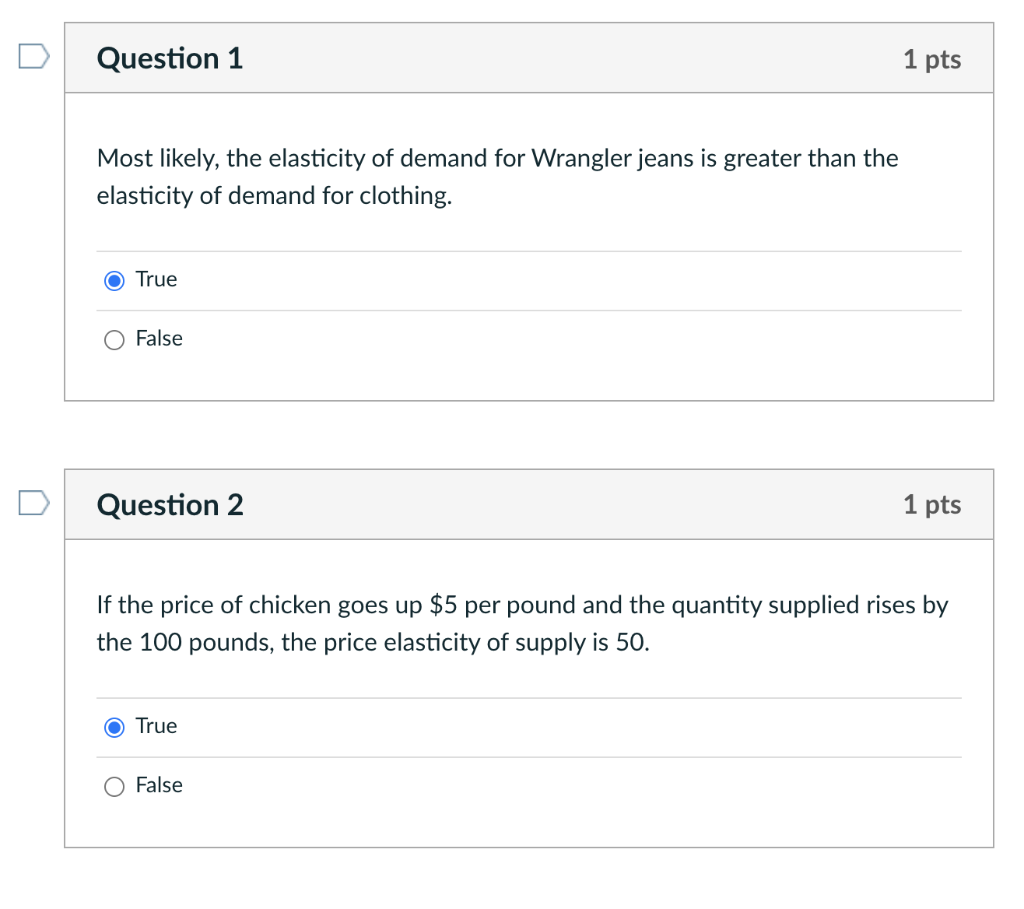 Solved Question 1 1 pts Most likely, the elasticity of | Chegg.com