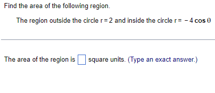 Solved Find the area of the following region. The region | Chegg.com
