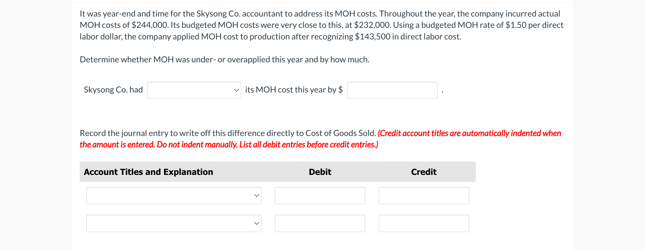 Solved It was year-end and time for the Skysong Co. | Chegg.com